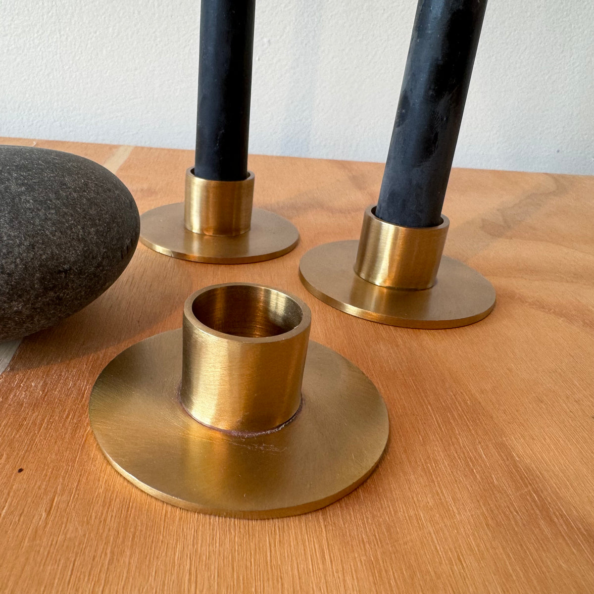 Small Hand-Forged Brass Round Candle Holder by Fog Linen – Upstate MN