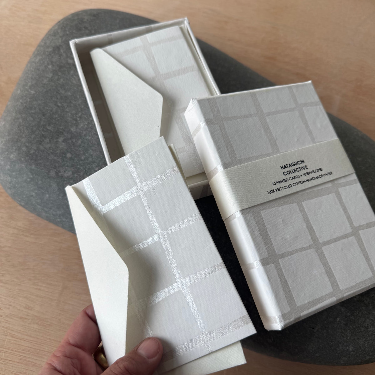Hand Made Paper Stationery Set, Square in White By Hataguchi Collectiv ...
